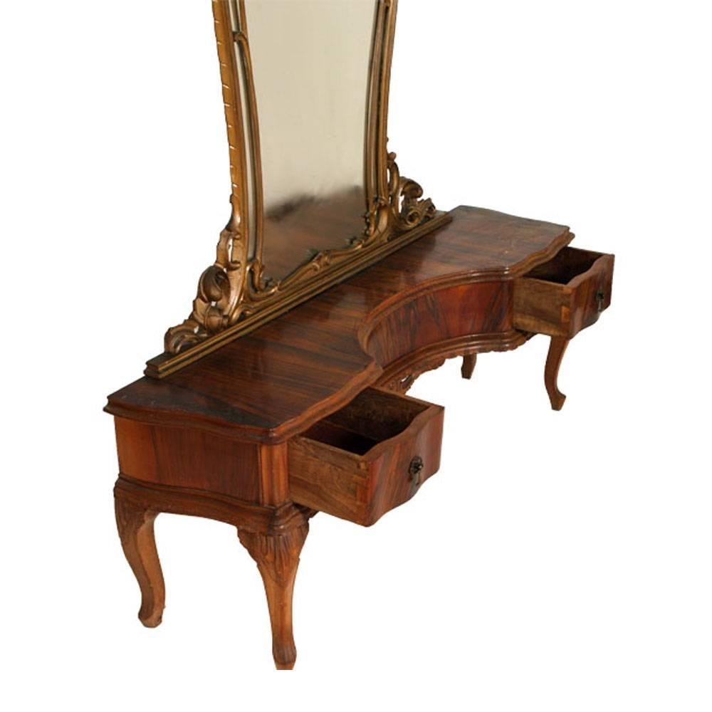 Venetian Hand-Carved Walnut Dressing Table, 1930s for sale at Pamono