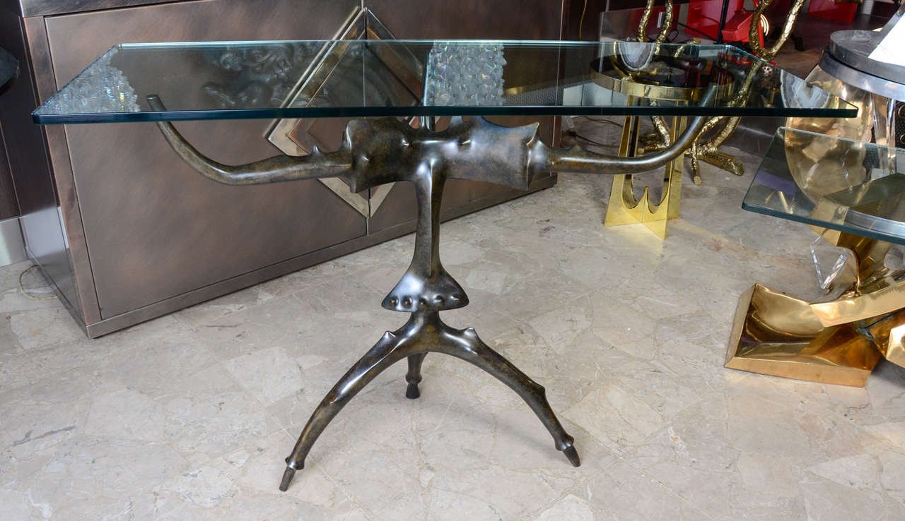 Bronze Console Table by Victor Roman, 1970s for sale at Pamono