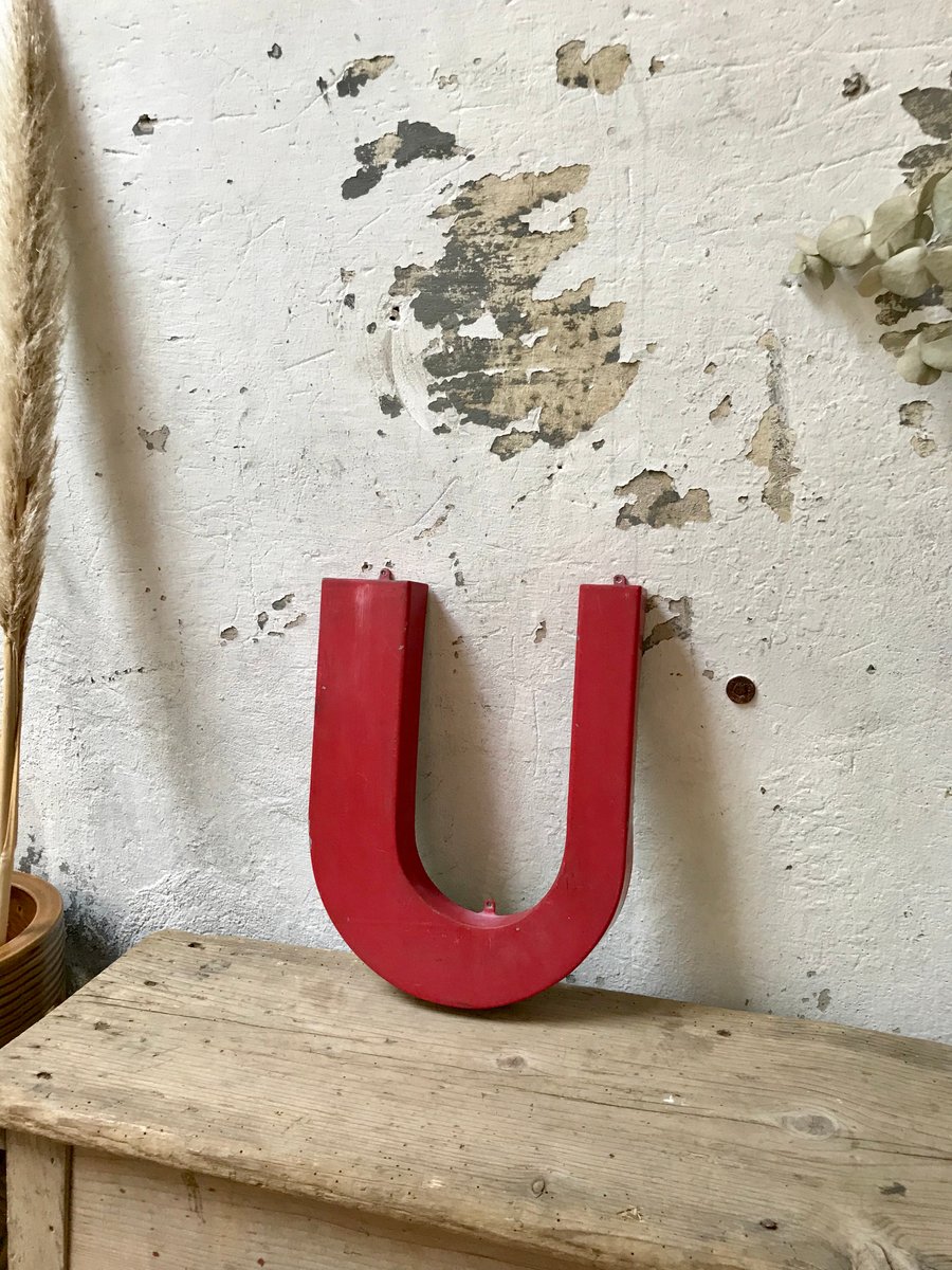 Vintage Industrial Metal Letter U for sale at Pamono