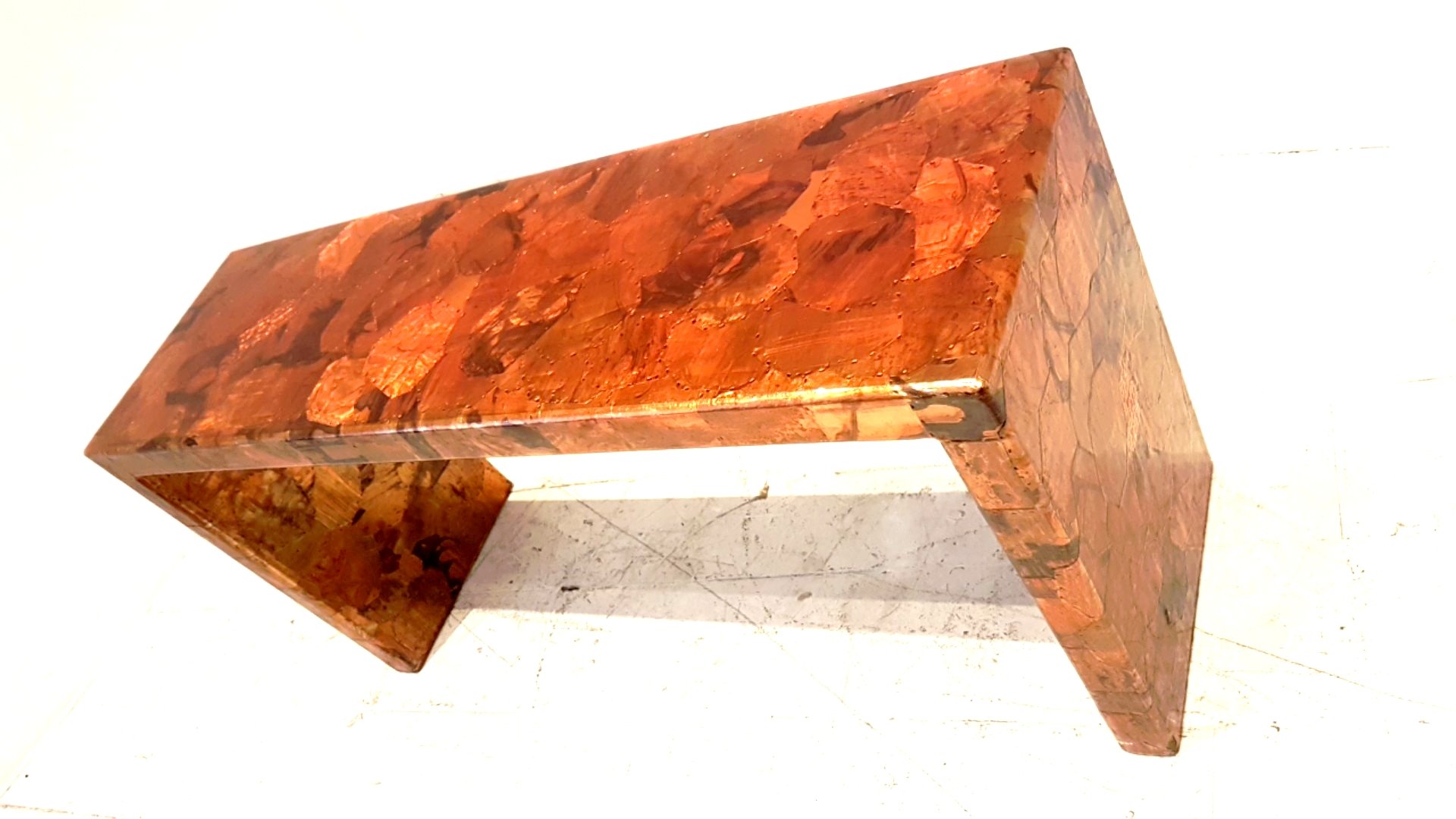 Brutalist Red Copper & Resin Console Table, 1980s for sale at Pamono