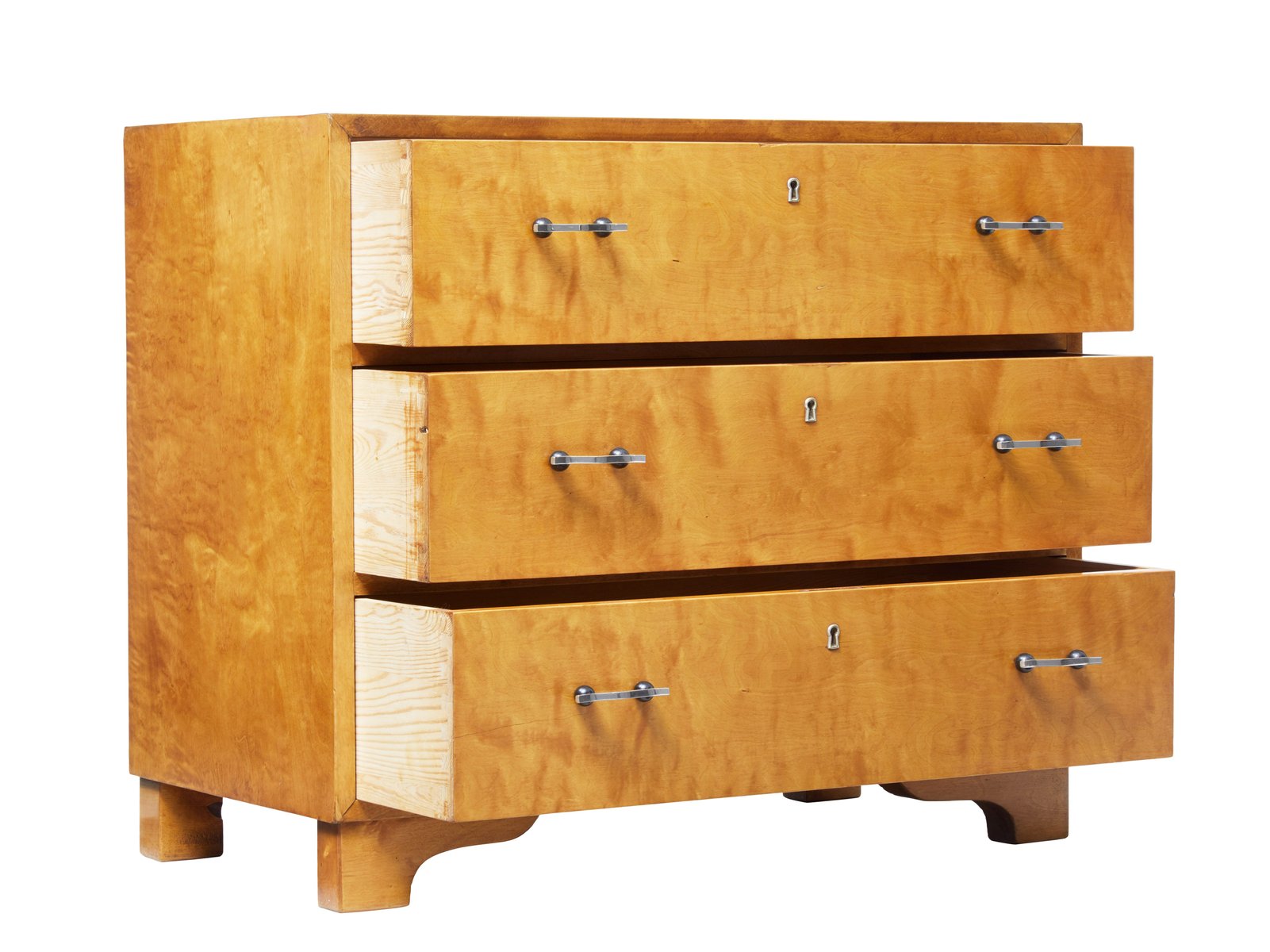 Schwedische Mid-Century Kommode aus Birke bei Pamono kaufen