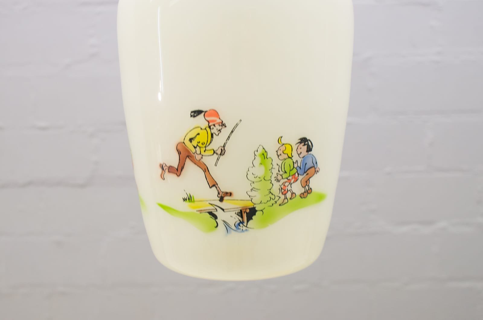Glass Lamp with Handpainted Max & Moritz Motif, 1950s for sale at Pamono