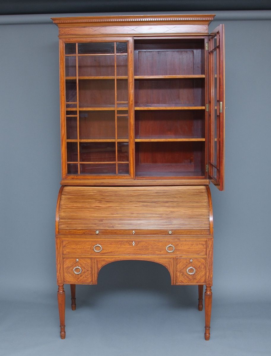 Antique Satinwood Cylinder Bookcase from Edwards & Roberts for sale at ...