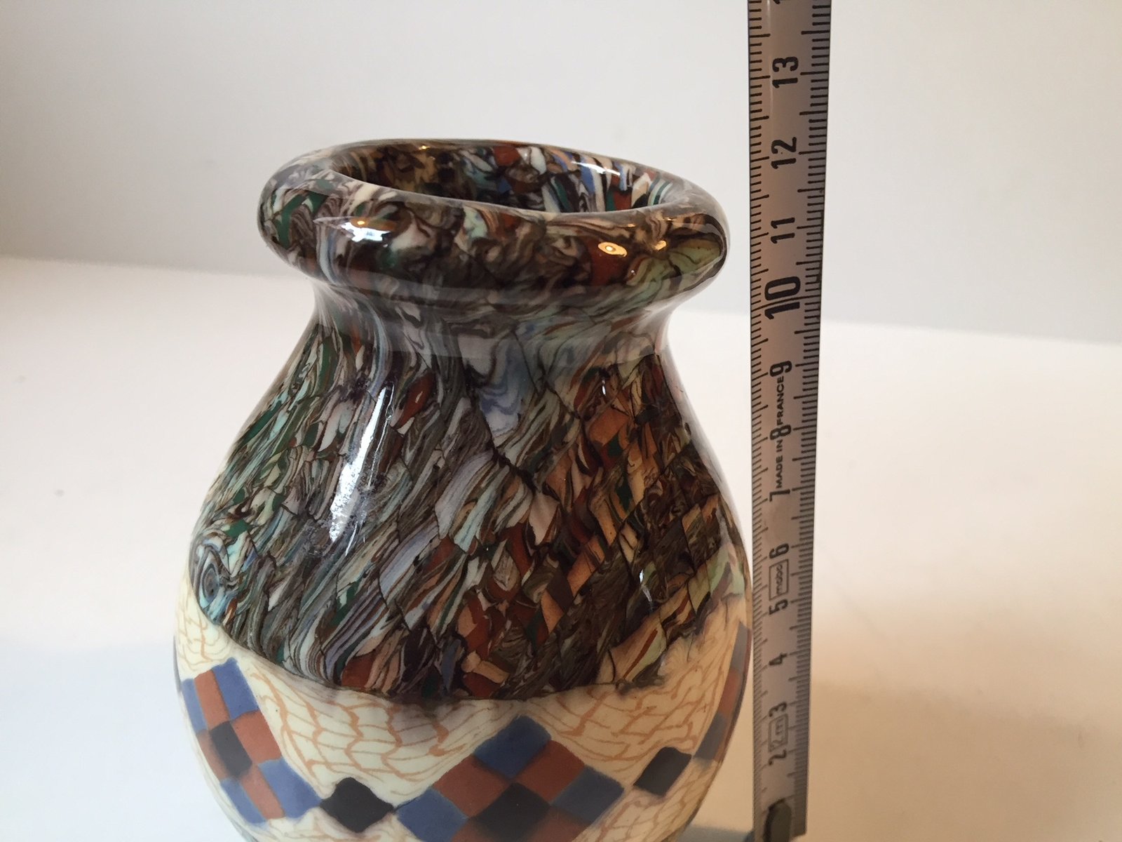 French Micro Mosaic Ceramic Vase by Jean Gerbino for Vallauris, 1940s ...