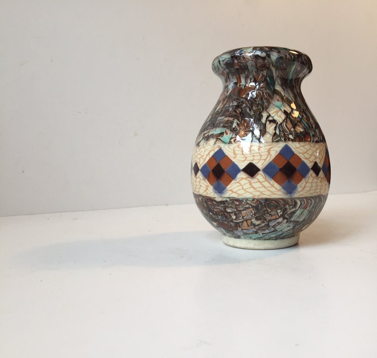 French Micro Mosaic Ceramic Vase by Jean Gerbino for Vallauris, 1940s ...