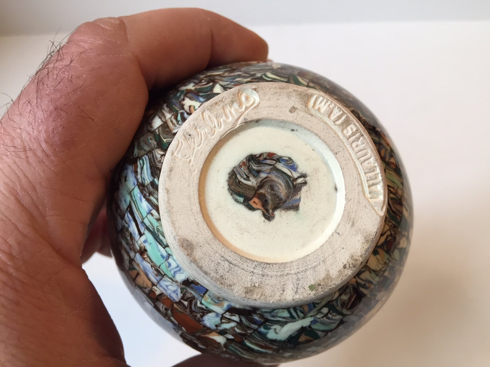 French Micro Mosaic Ceramic Vase by Jean Gerbino for Vallauris, 1940s ...