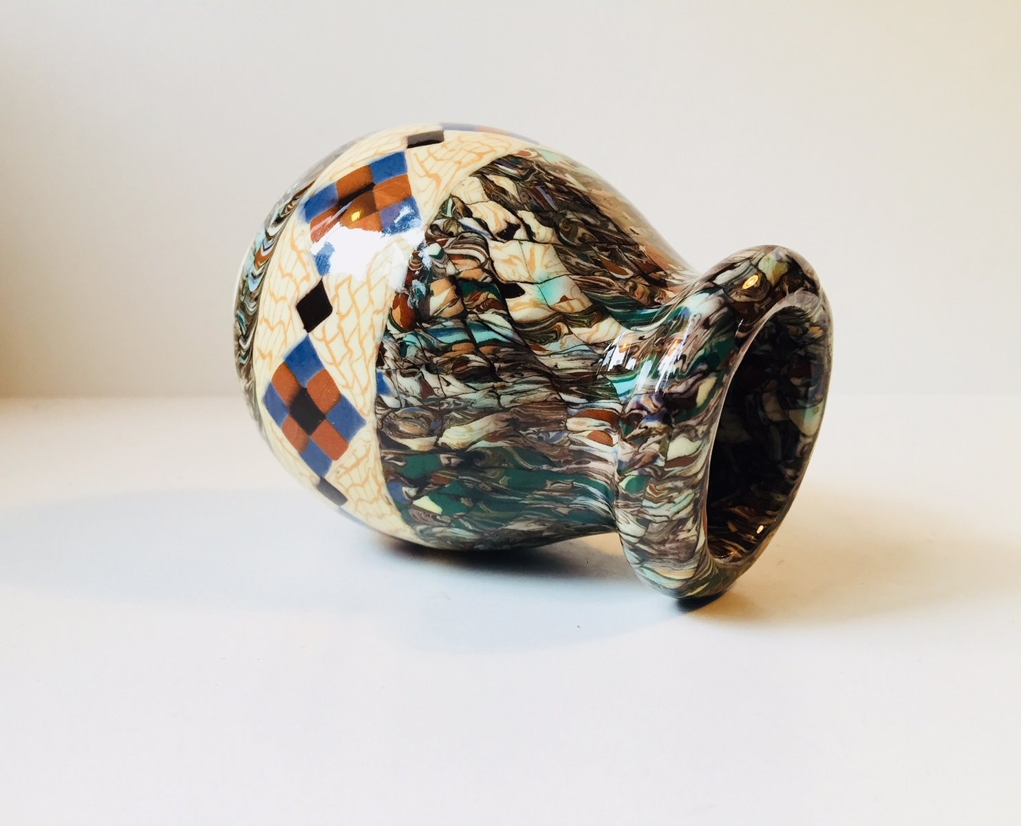French Micro Mosaic Ceramic Vase by Jean Gerbino for Vallauris, 1940s ...