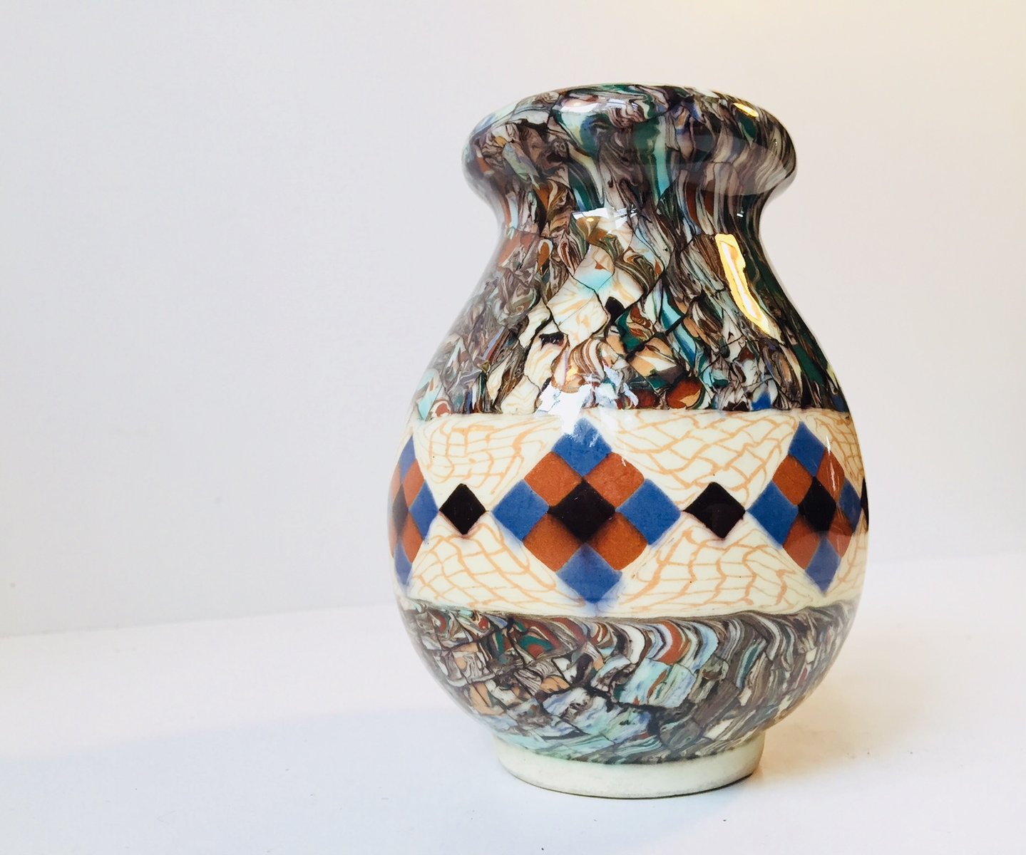 French Micro Mosaic Ceramic Vase by Jean Gerbino for Vallauris, 1940s ...