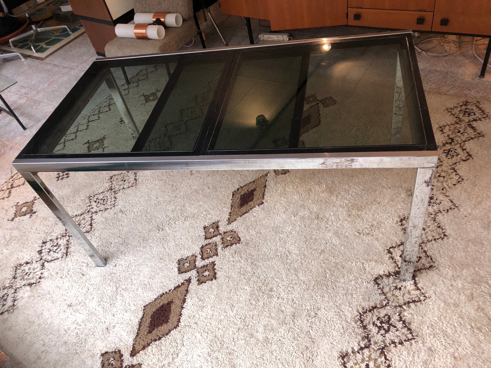 Ausziehbarer italienischer Vintage Glastisch, 1970er bei Pamono kaufen