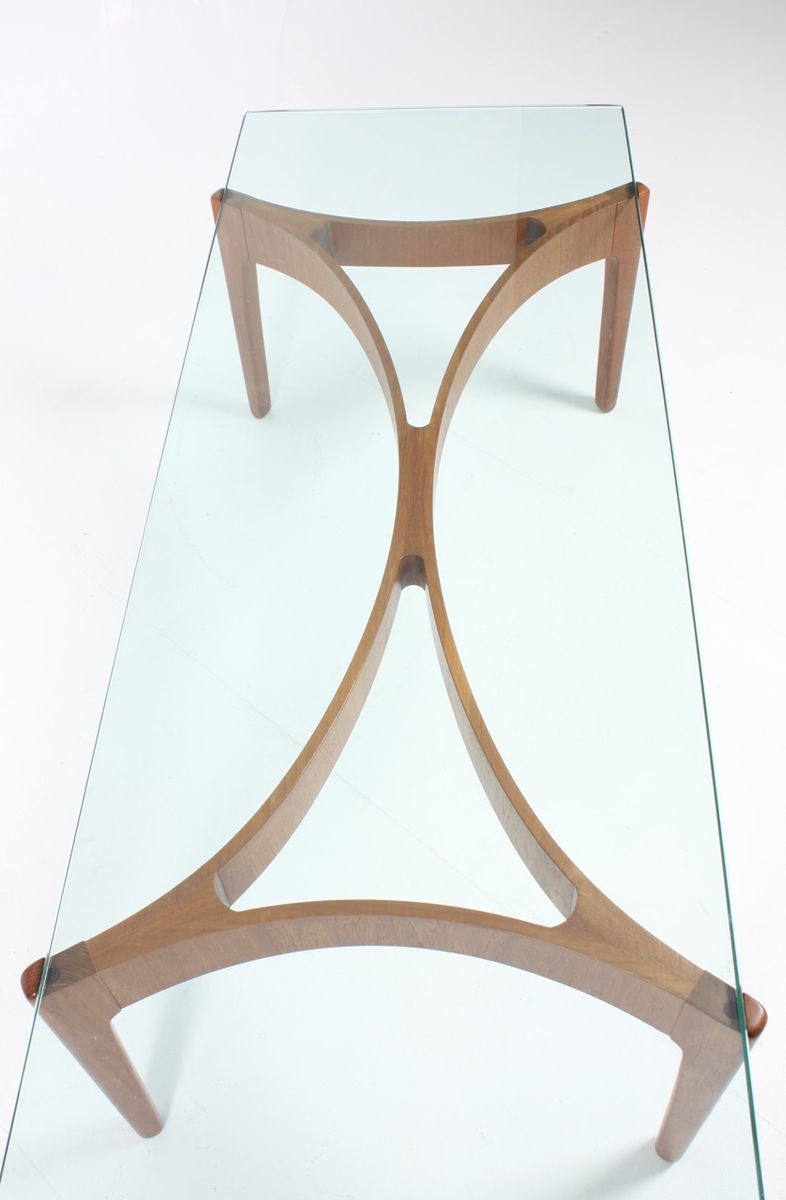 Table Basse Vintage en Teck et en Verre par Sven Ellekaer pour Chr ...