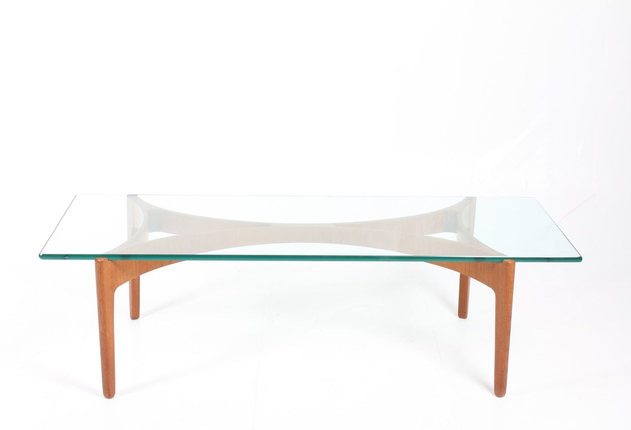 Table Basse Vintage en Teck et en Verre par Sven Ellekaer pour Chr ...