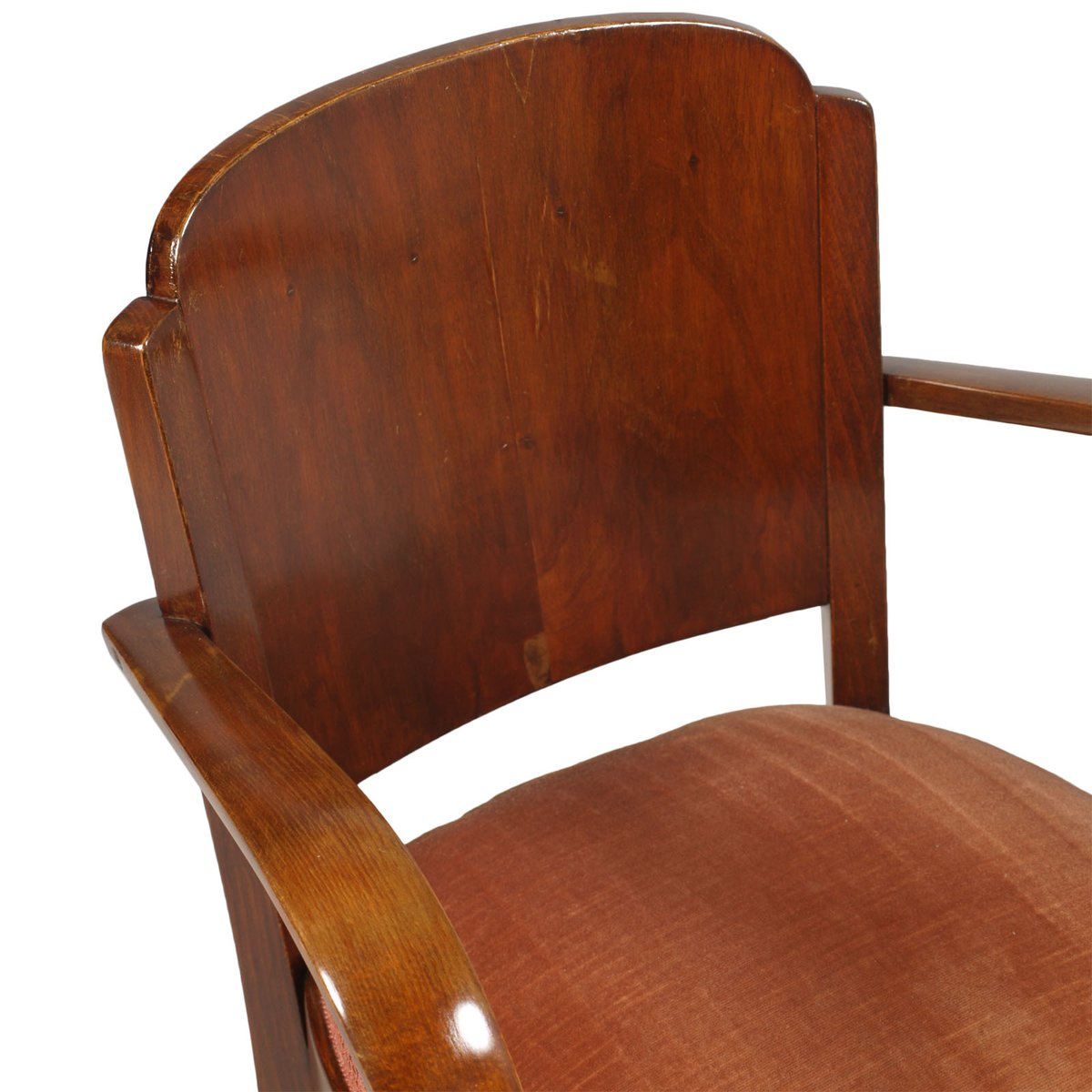 Italian Walnut & Velvet Bridge Chairs by Gaetano Borsani, 1930s, Set of ...