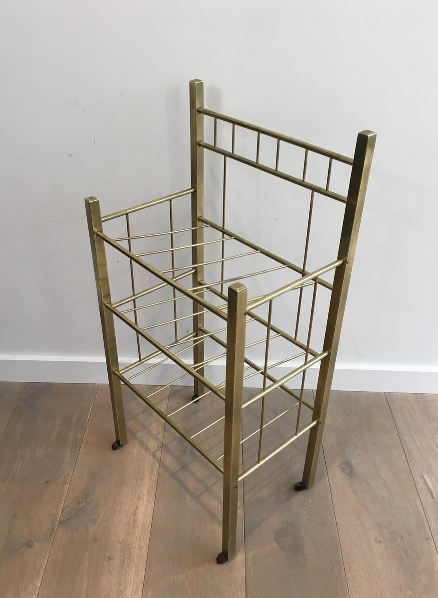 Antique Brass Magazine Rack for sale at Pamono