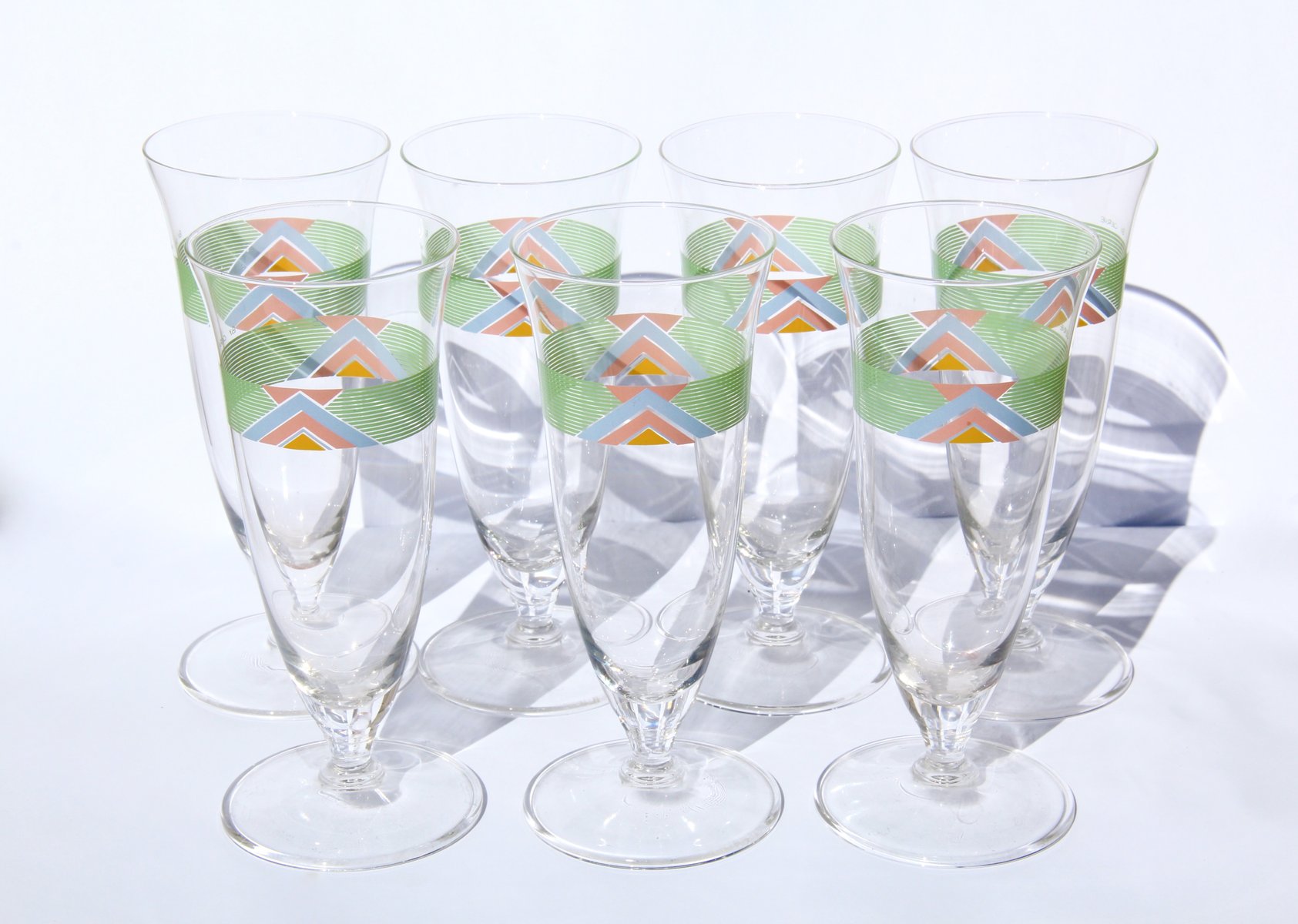 Bicchieri geometrici di Cerve, Italia, anni '80, set di 7 in vendita su ...