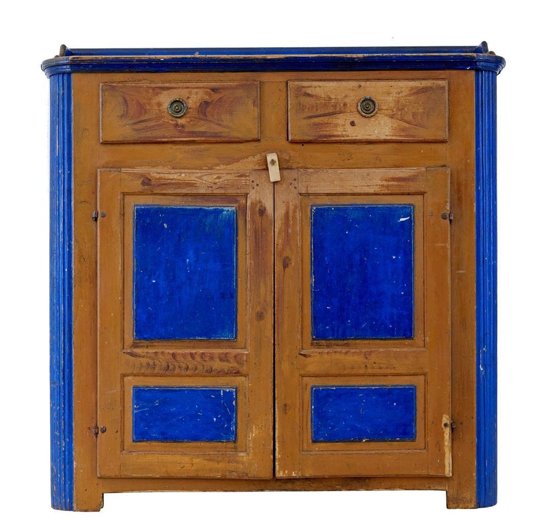 Antique Rustic Painted Cupboard for sale at Pamono