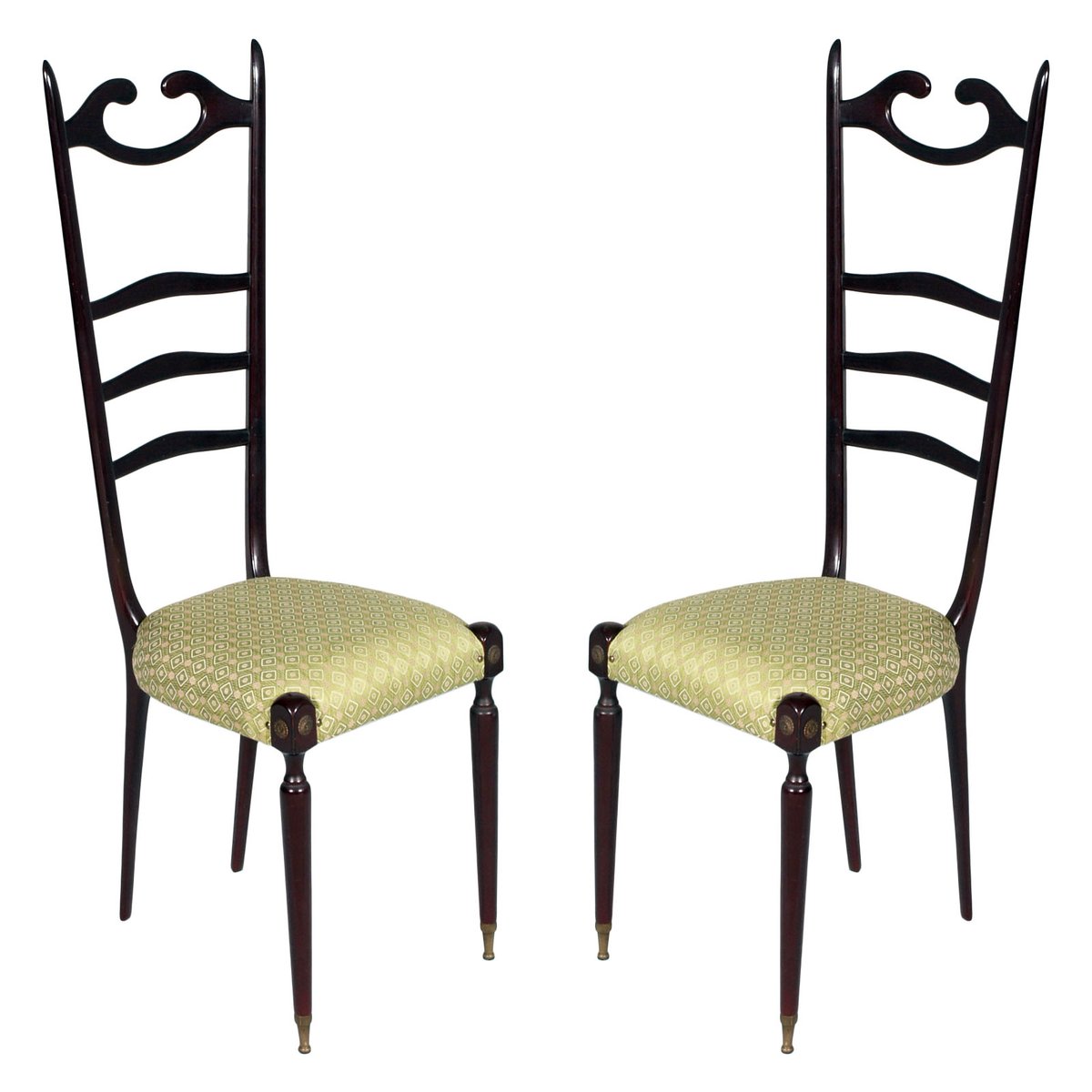 Chaises Chiavari Mid-Century en Acajou, Italie, 1950s, Set de 2 en vente sur Pamono