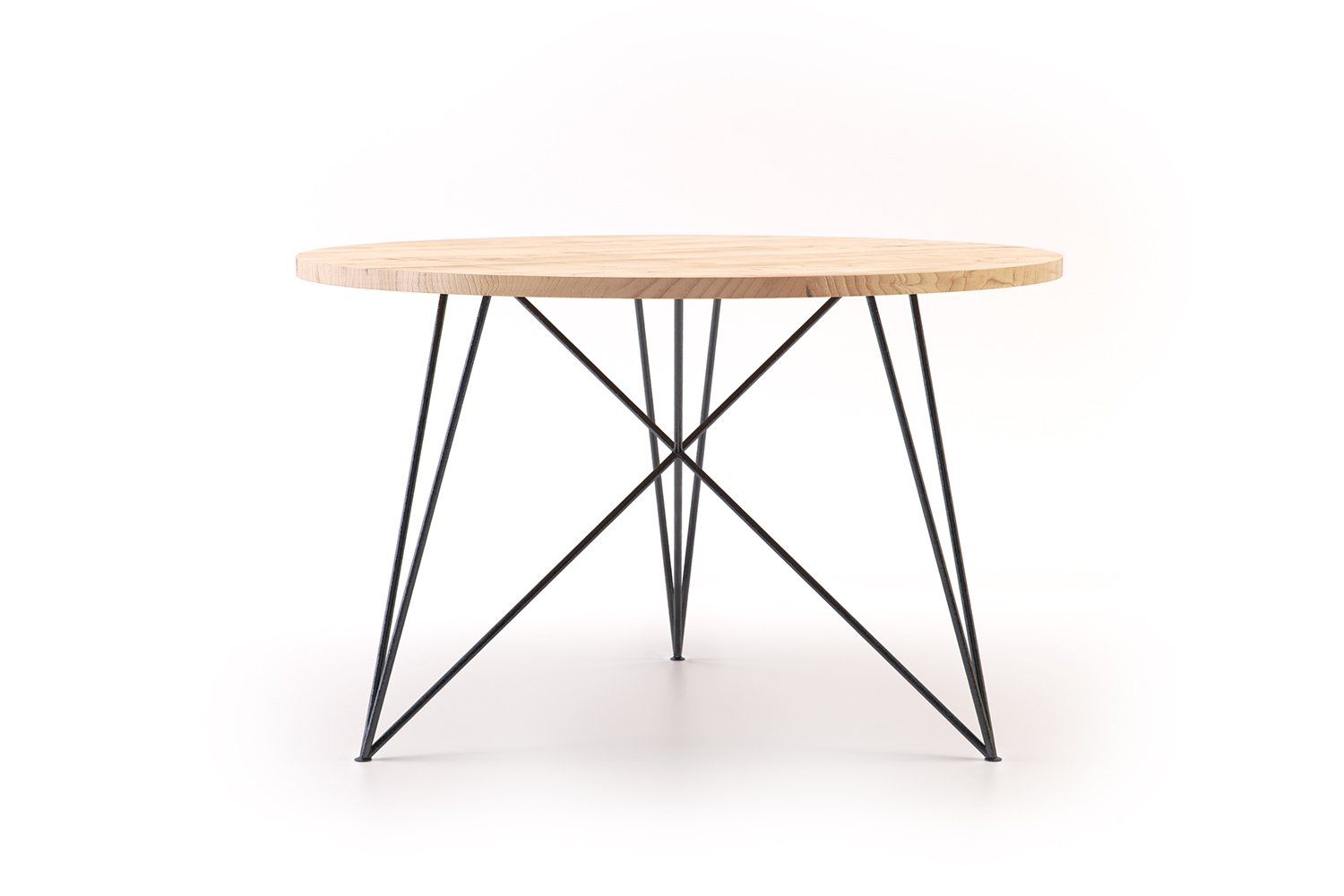 Small Round Oak & Steel Table by Philipp Roessler for NUTSANDWOODS for ...