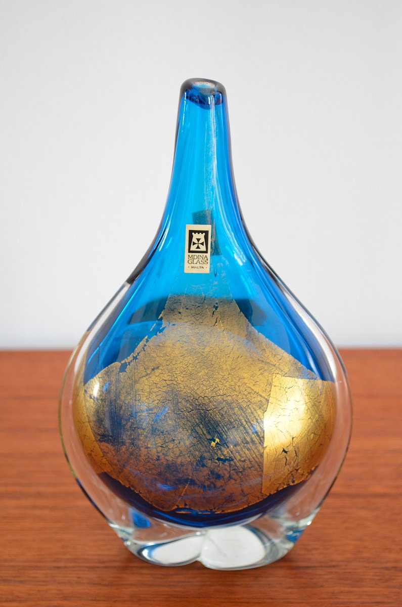 Glass Maltese Vase by Michael Harris for Mdina, 1970s for sale at Pamono