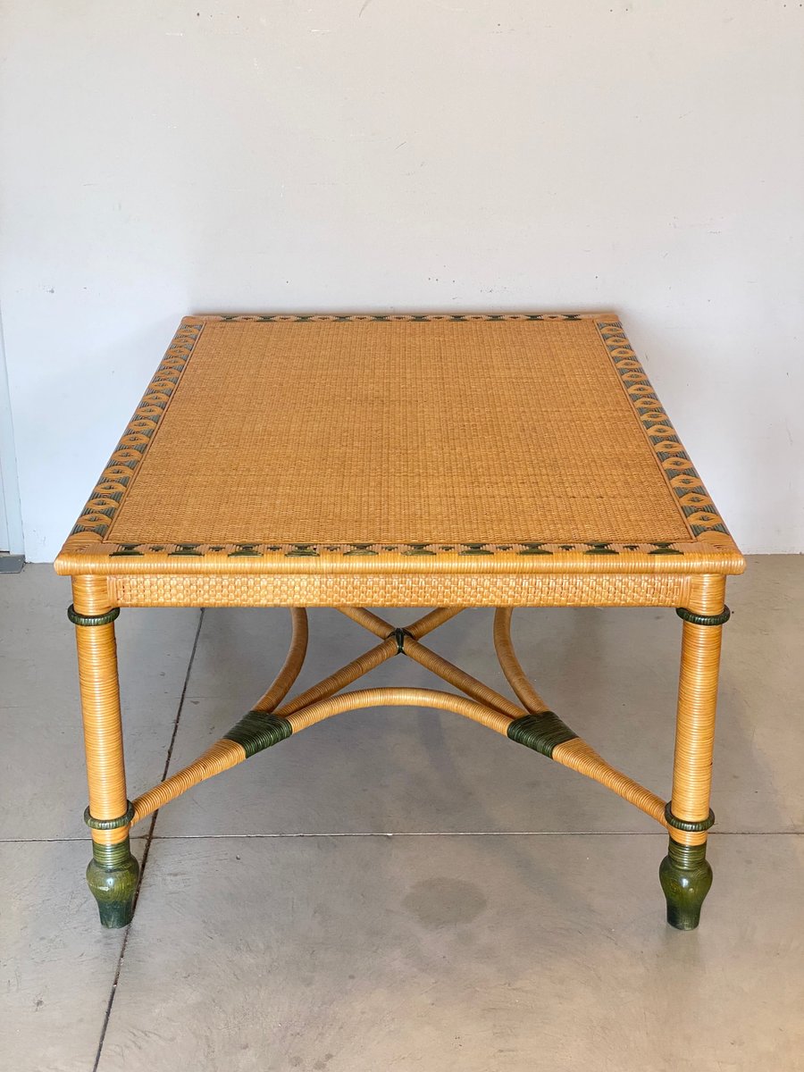 Wicker Dining Table, 1980s for sale at Pamono