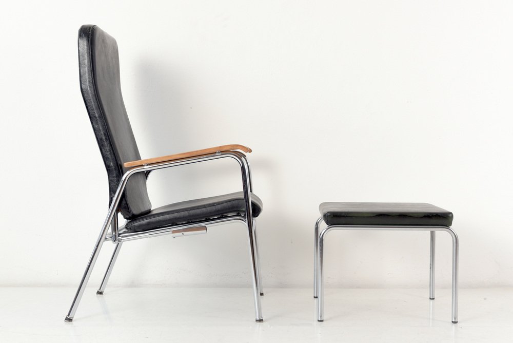 Swiss Adjustable Armchair & Ottoman from Embru, 1950s, Set of 2 for ...
