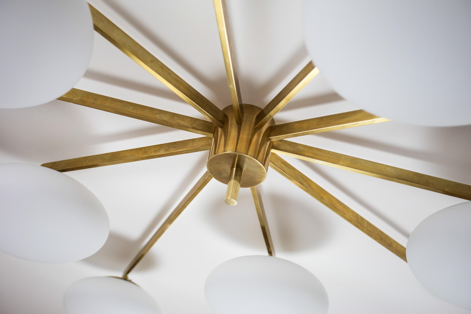Brass & Opaline Glass Stella Cosmos Ceiling Lamp from Design for Macha ...