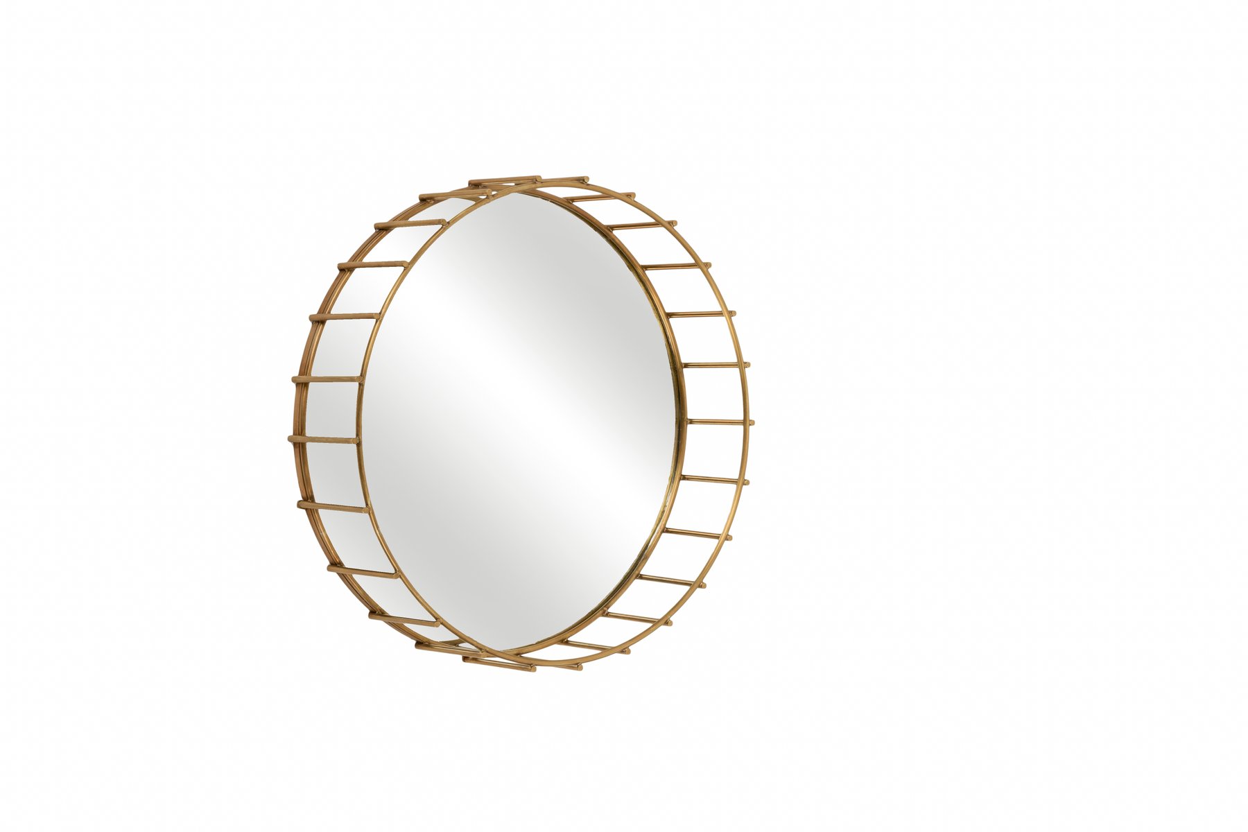 Round Cage Mirror with Linear Design by Niccolo De Ruvo for Brass ...