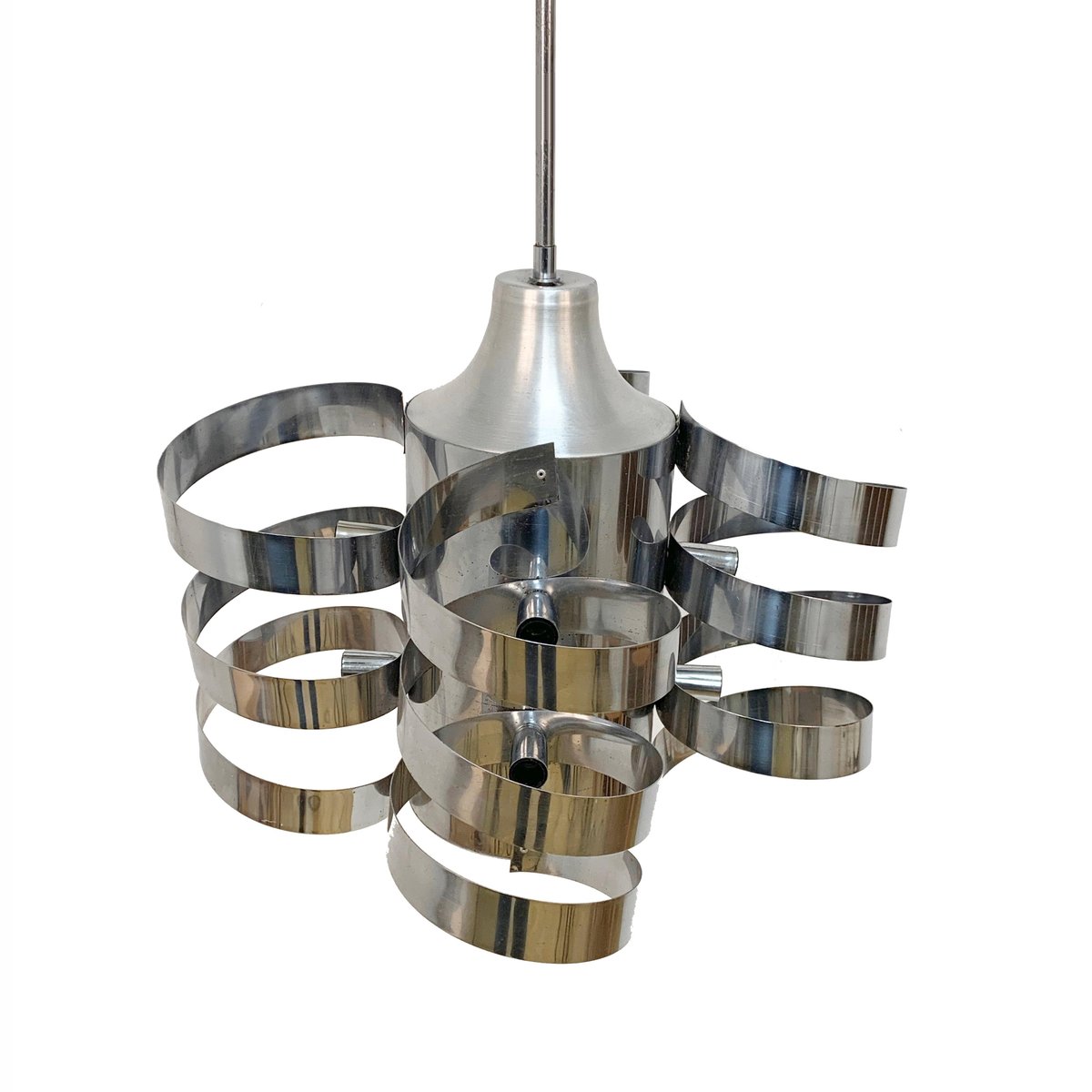 Chromed Steel and Aluminum Cyclone Pendant by Max Sauze for Sciolari ...