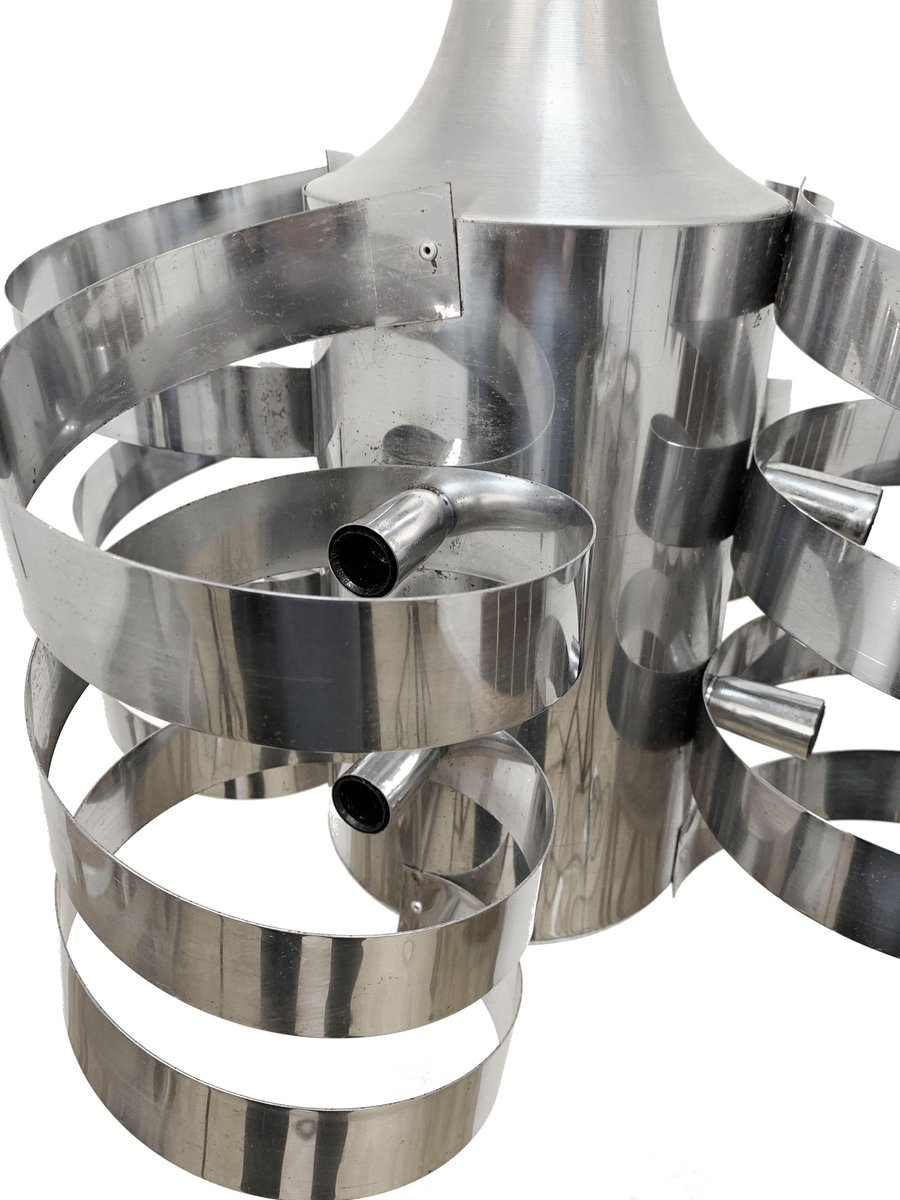 Chromed Steel and Aluminum Cyclone Pendant by Max Sauze for Sciolari ...