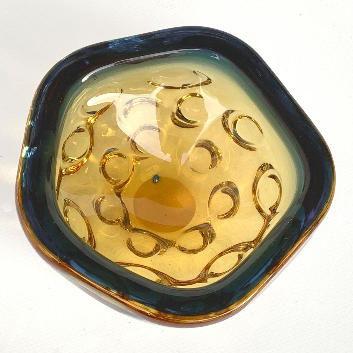 Blue & Amber Glass Bowl or Ashtray, 1960s for sale at Pamono