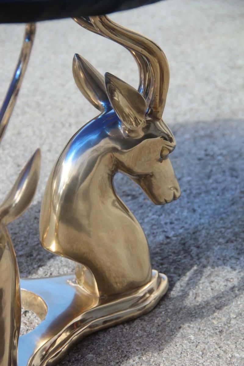 Mid-Century Cobalt & Brass Deer Coffee Table, 1960s for sale at Pamono