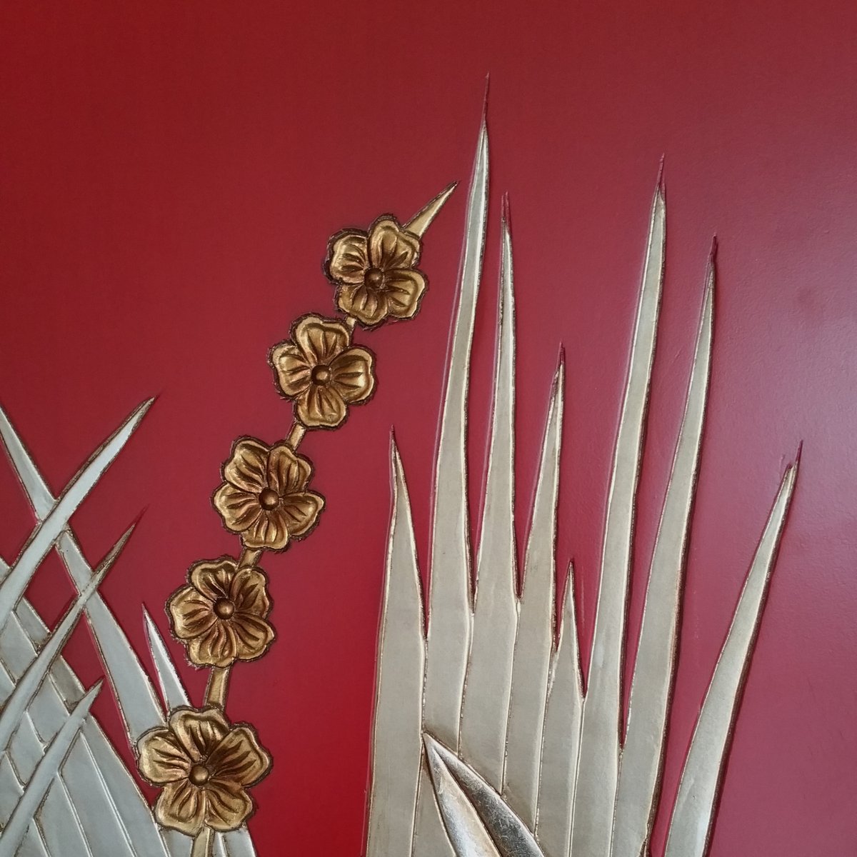 Art Deco Style Wooden Folding Screen Room Divider, 1970s for sale at Pamono