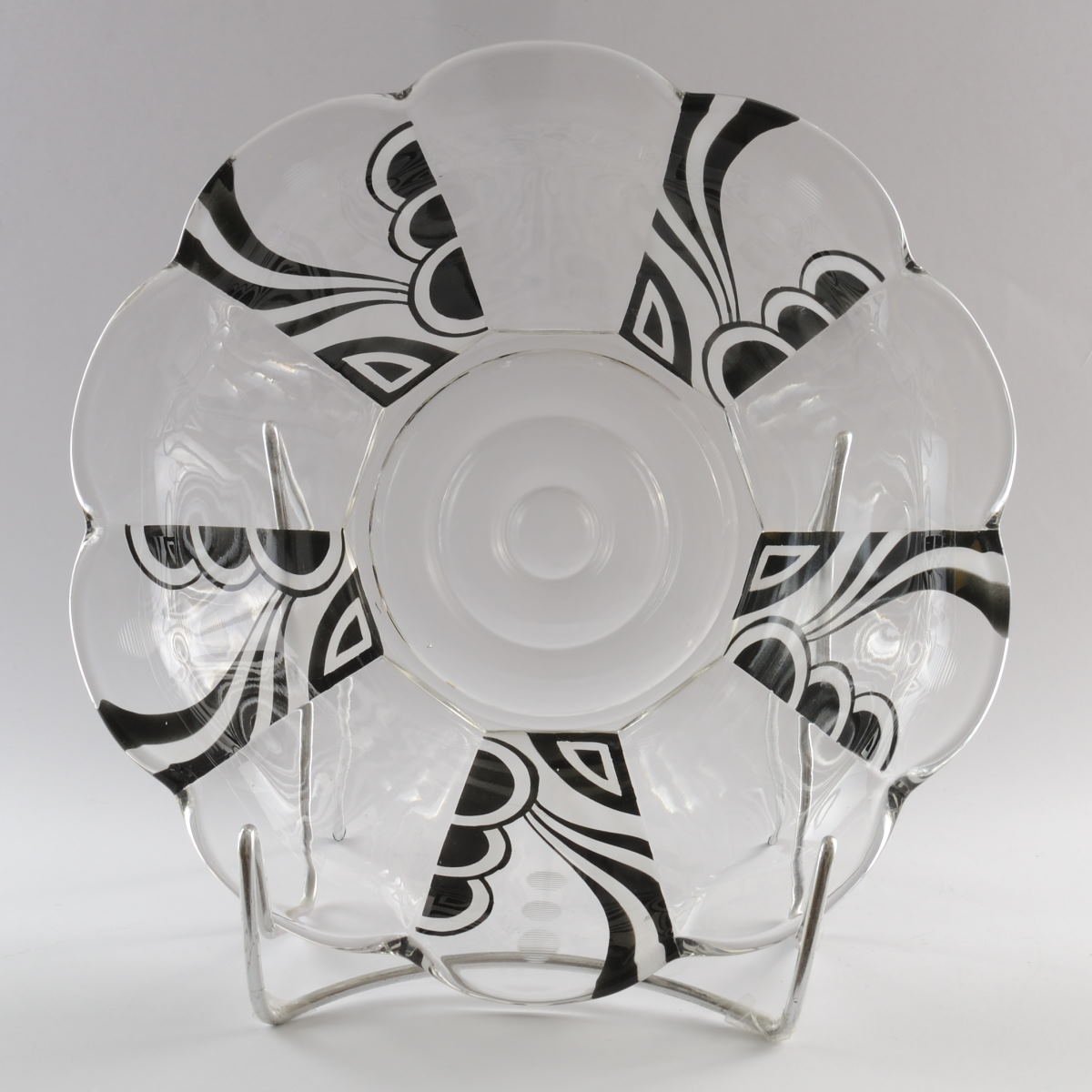 Art Deco Glass Bowl and Platter by Karl Palda, Set of 2 for sale at Pamono
