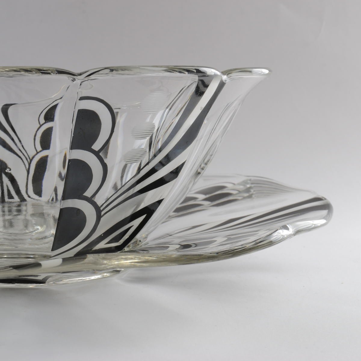 Art Deco Glass Bowl and Platter by Karl Palda, Set of 2 for sale at Pamono