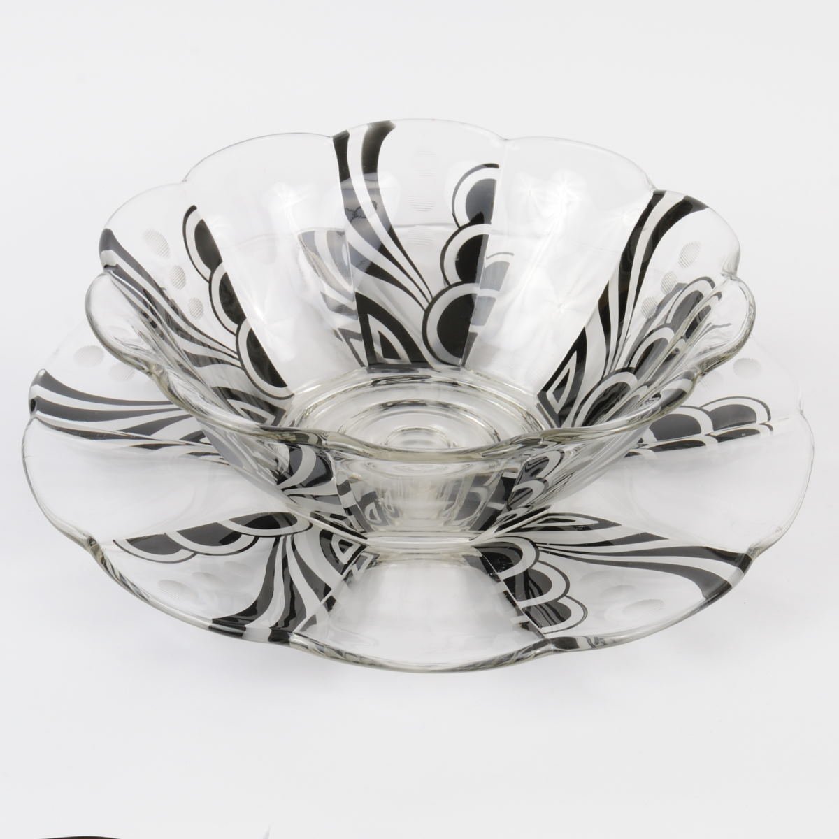 Art Deco Glass Bowl and Platter by Karl Palda, Set of 2 for sale at Pamono