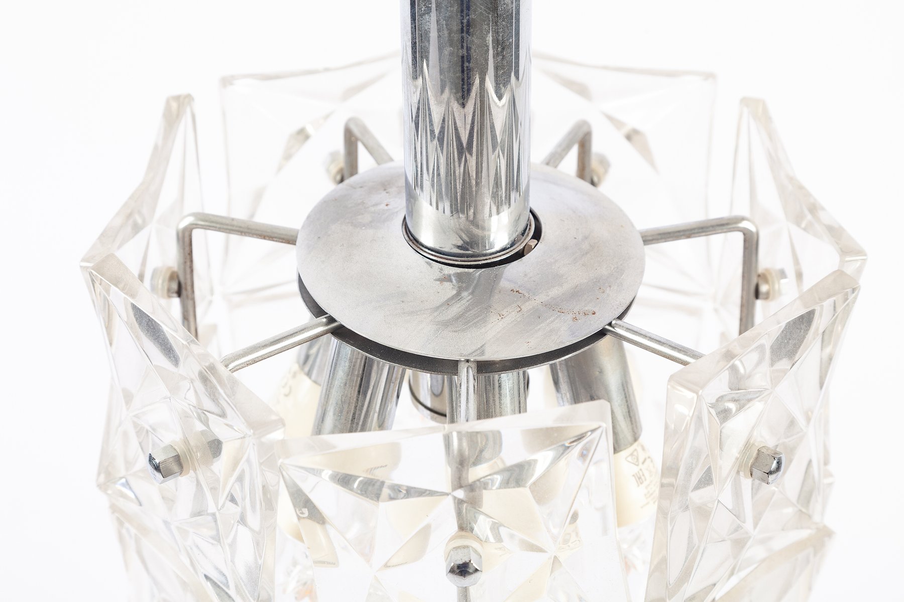 German Crystal Glass Pendant Lamp, 1960s for sale at Pamono