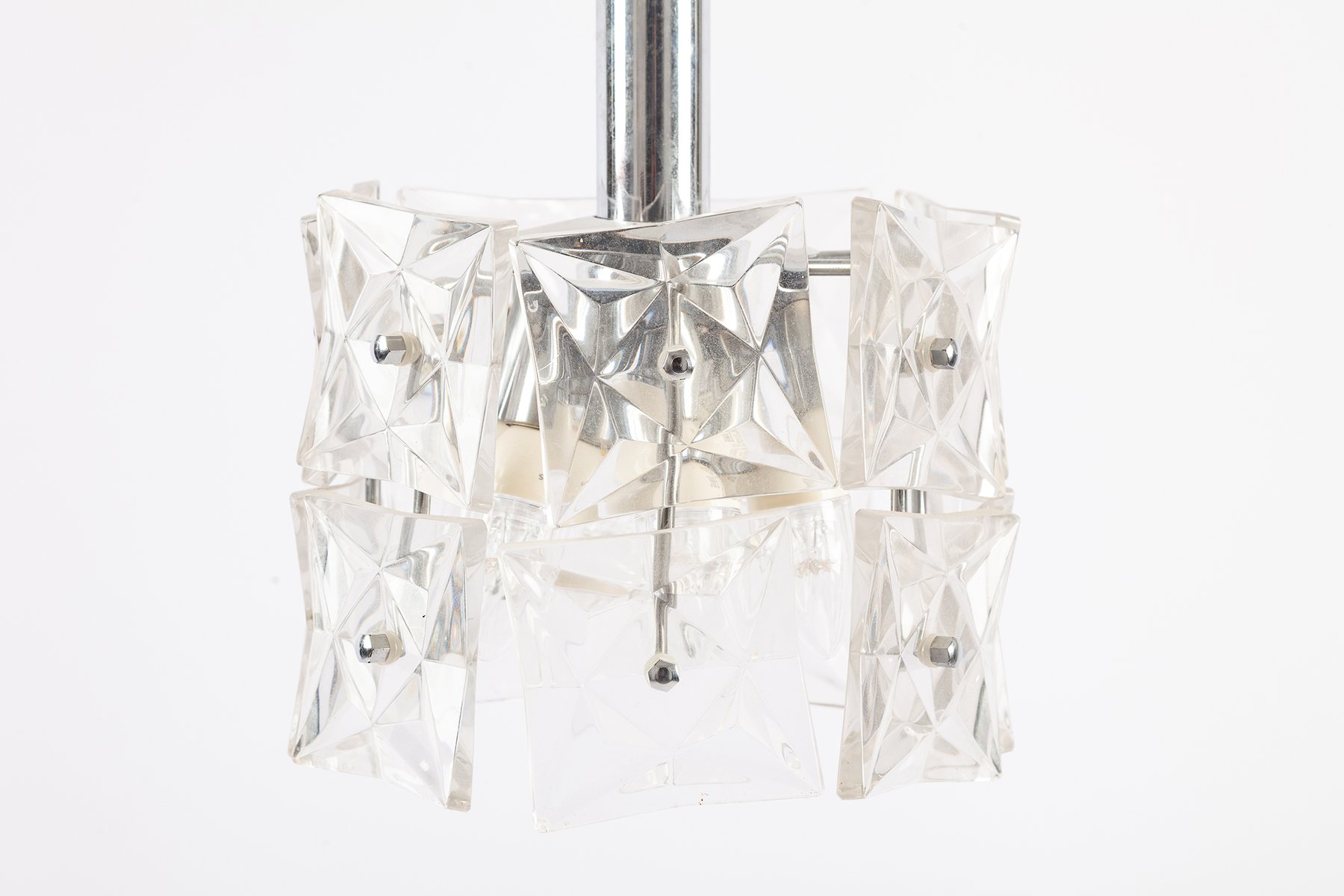 German Crystal Glass Pendant Lamp, 1960s for sale at Pamono