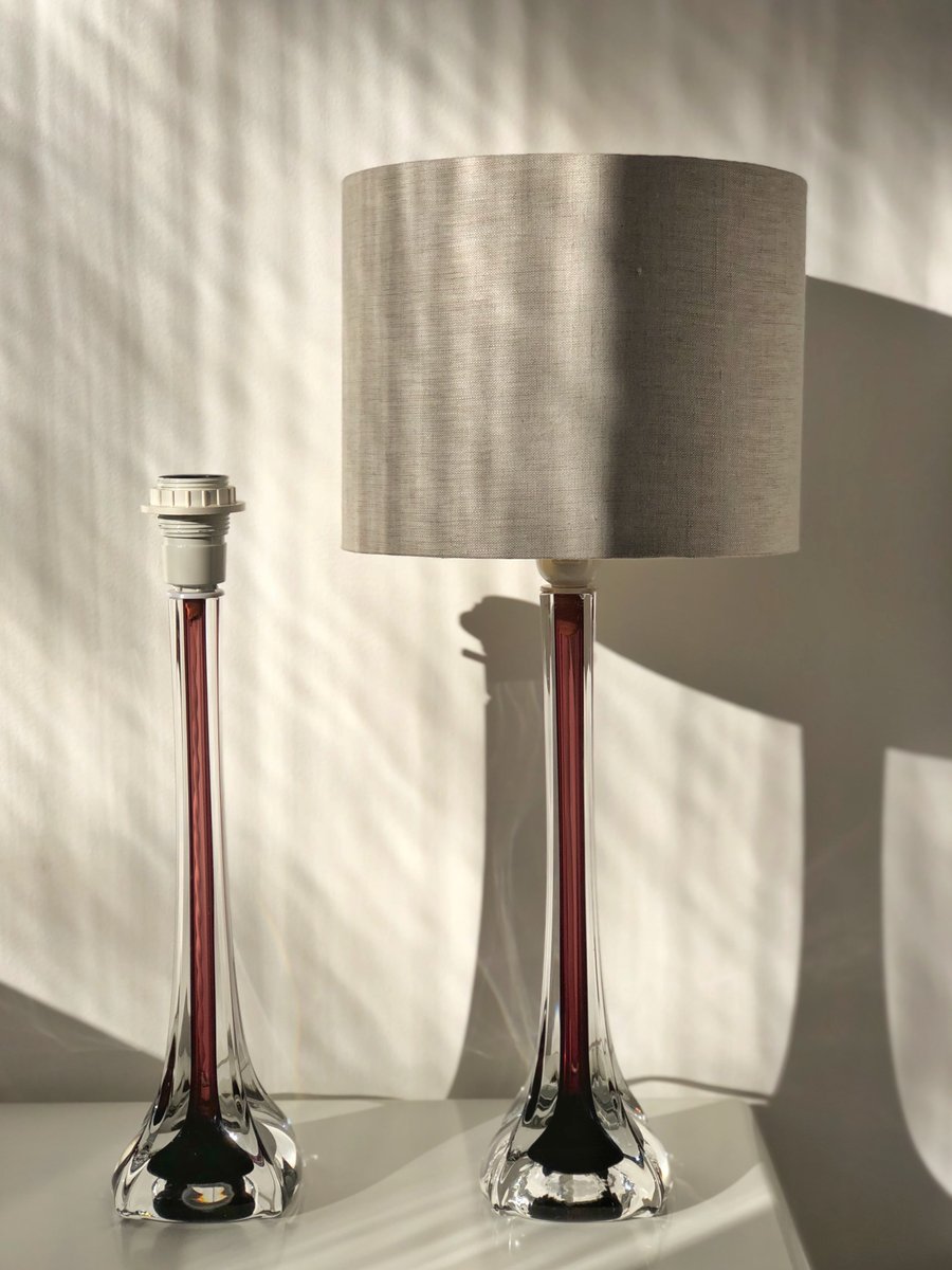 Burgundy Table Lamps by Paul Kedelv for Flygsfors, 1960s, Set of 2 for ...