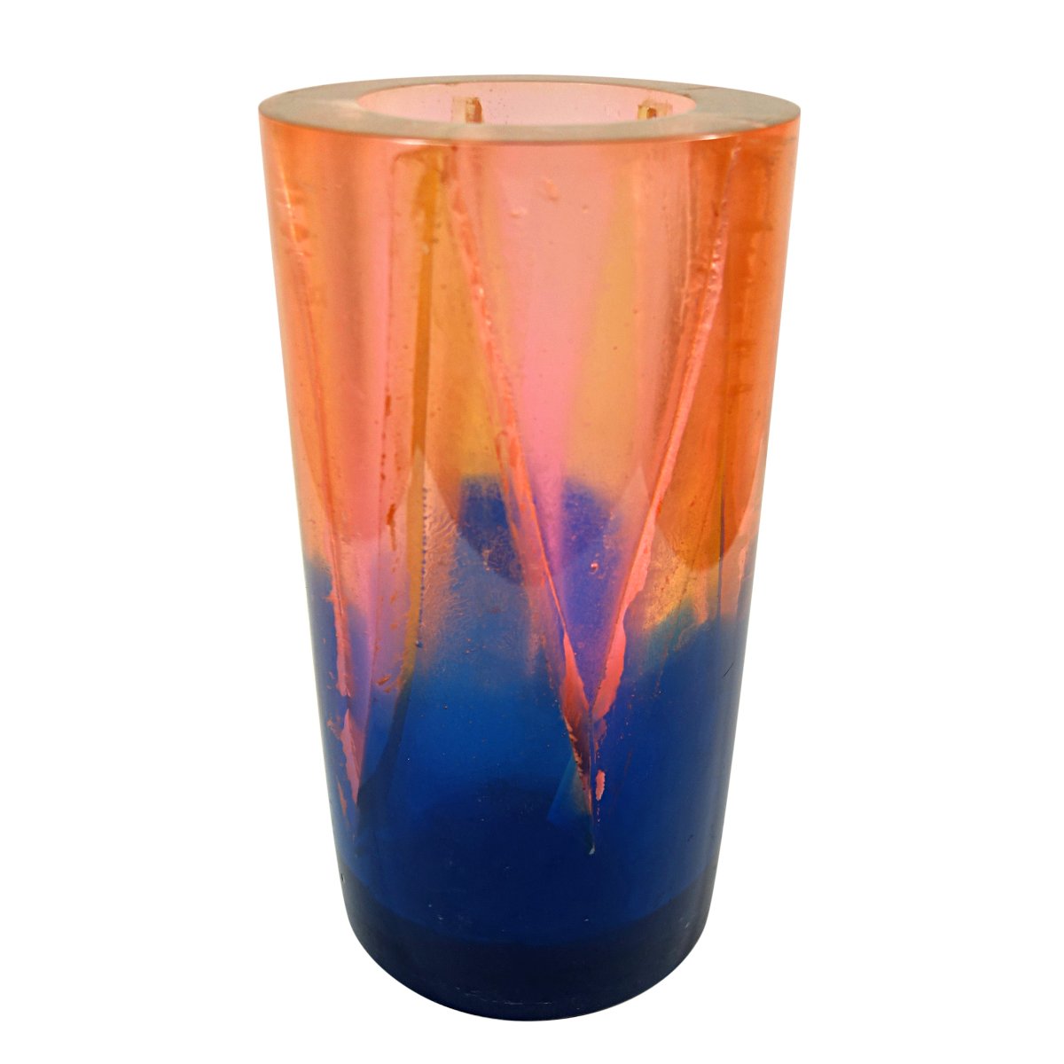Vintage Orange and Blue Resin Vase by Steve Zoller for sale at Pamono