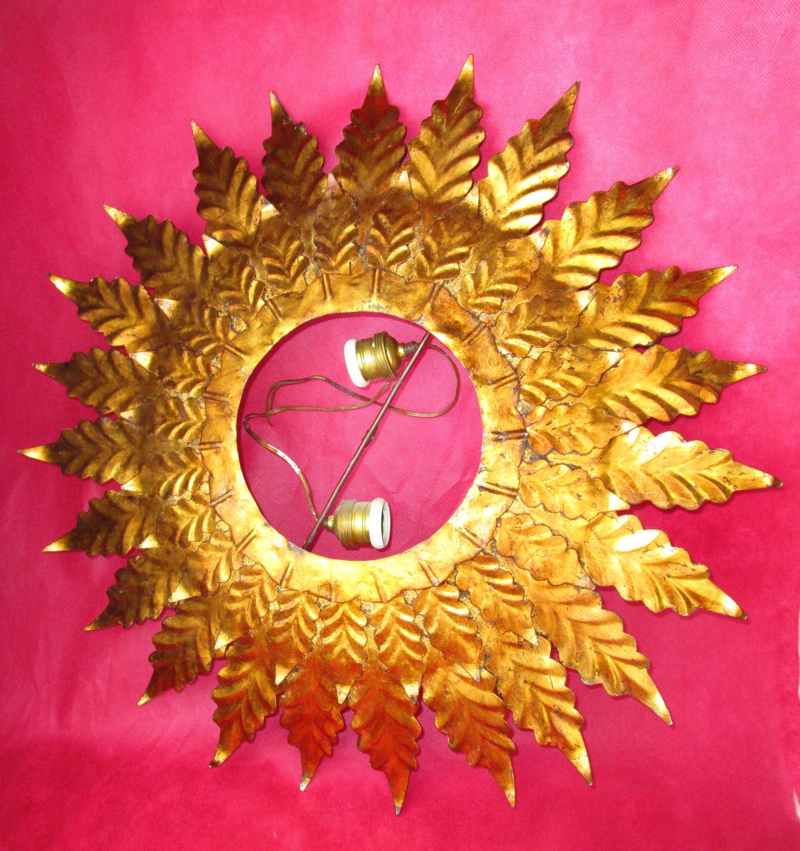 Mid-Century Wrought Iron Sun Sconce for sale at Pamono