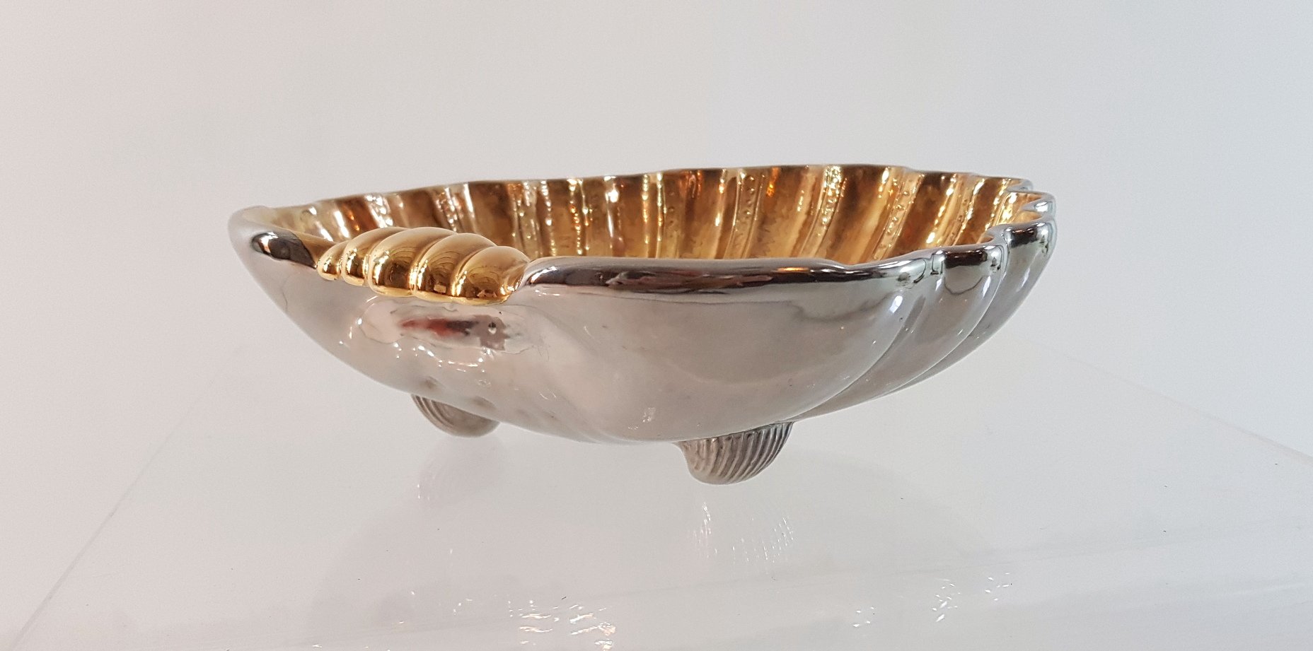 Large Vintage Ceramic Clam Shell Bowl from San Marco for sale at Pamono