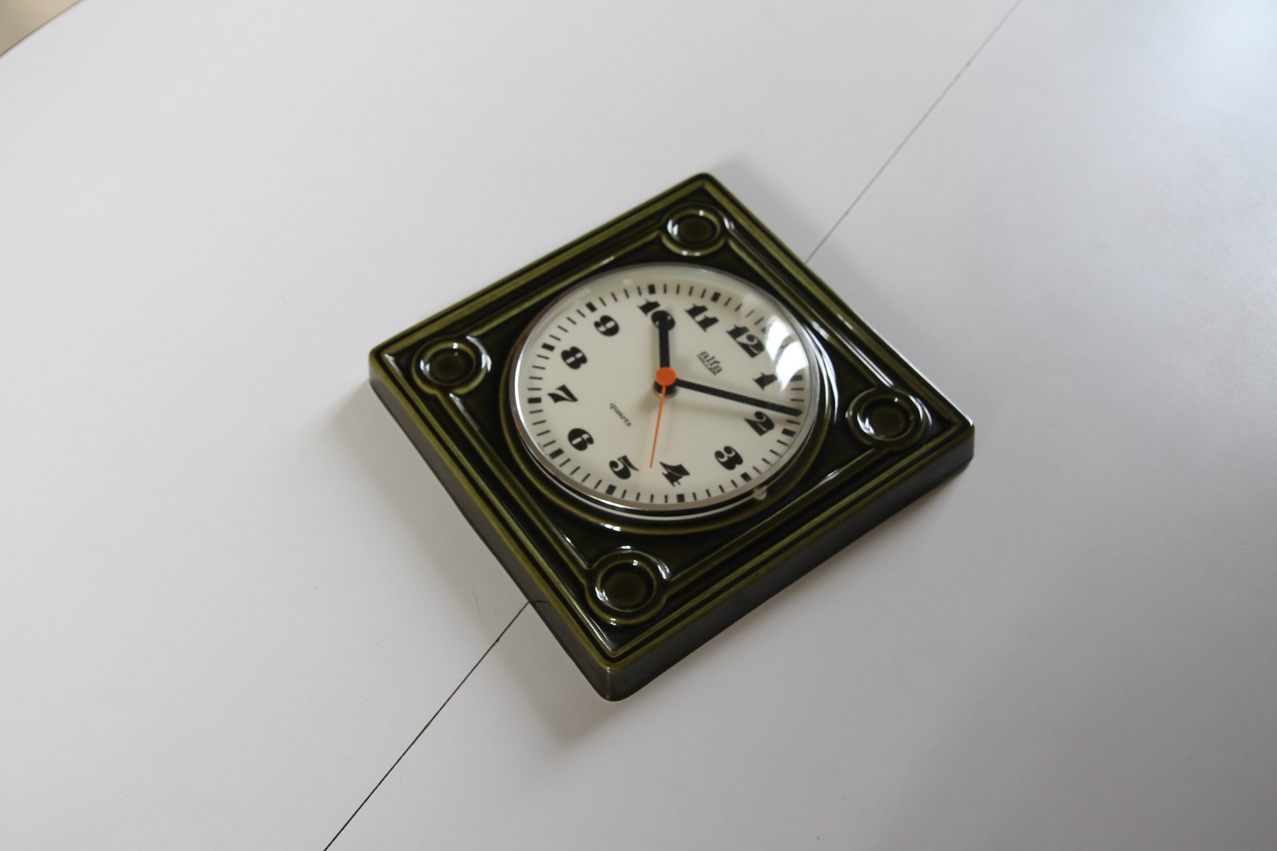 Ceramic Wall Clock from Alfa Haller, 1970s for sale at Pamono