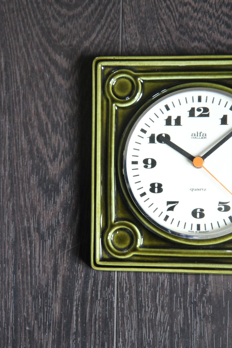 Ceramic Wall Clock from Alfa Haller, 1970s for sale at Pamono