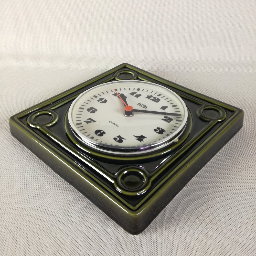 Ceramic Wall Clock from Alfa Haller, 1970s for sale at Pamono