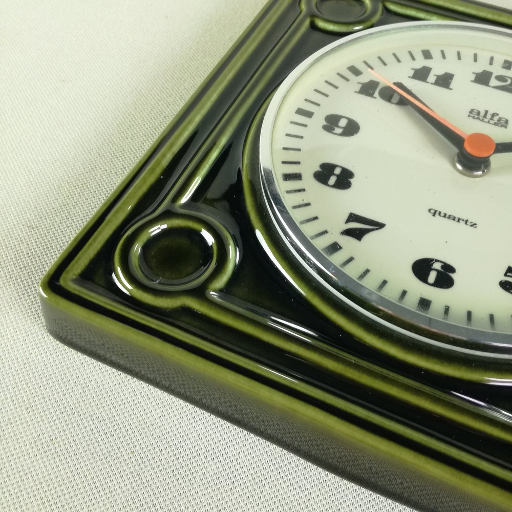 Ceramic Wall Clock from Alfa Haller, 1970s for sale at Pamono