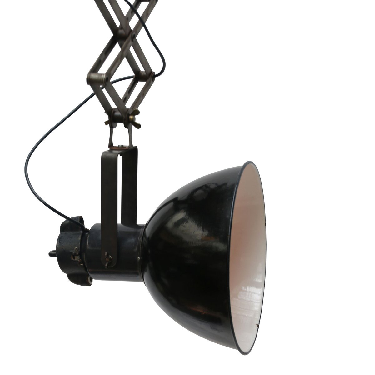 Vintage Industrial Scissor Light with Black Enamel, 1950s for sale at ...
