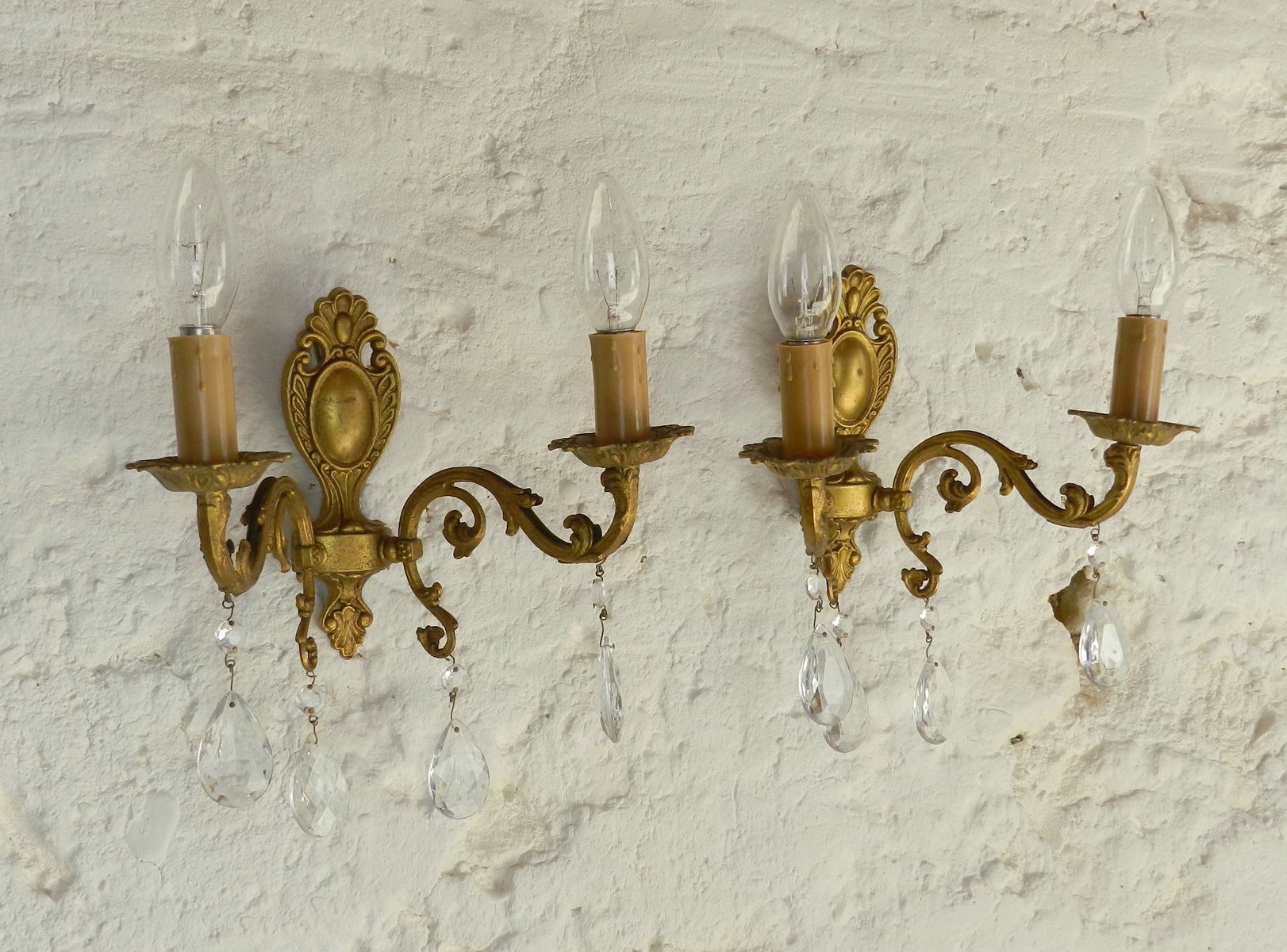 French Chandelier & Matching Wall Sconces, 1950s, Set of 3 for sale at ...