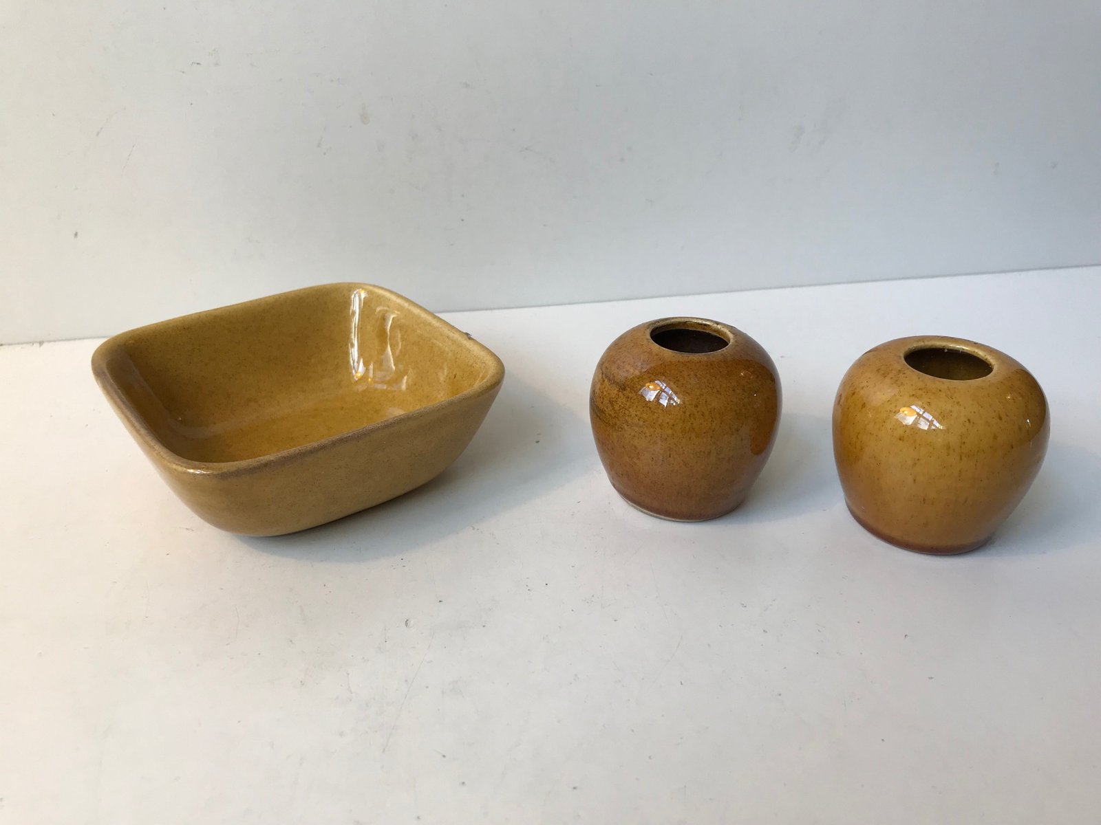 Vintage Swedish Miniature Ceramics Set in Ochre Yellow Glaze, 1960s ...