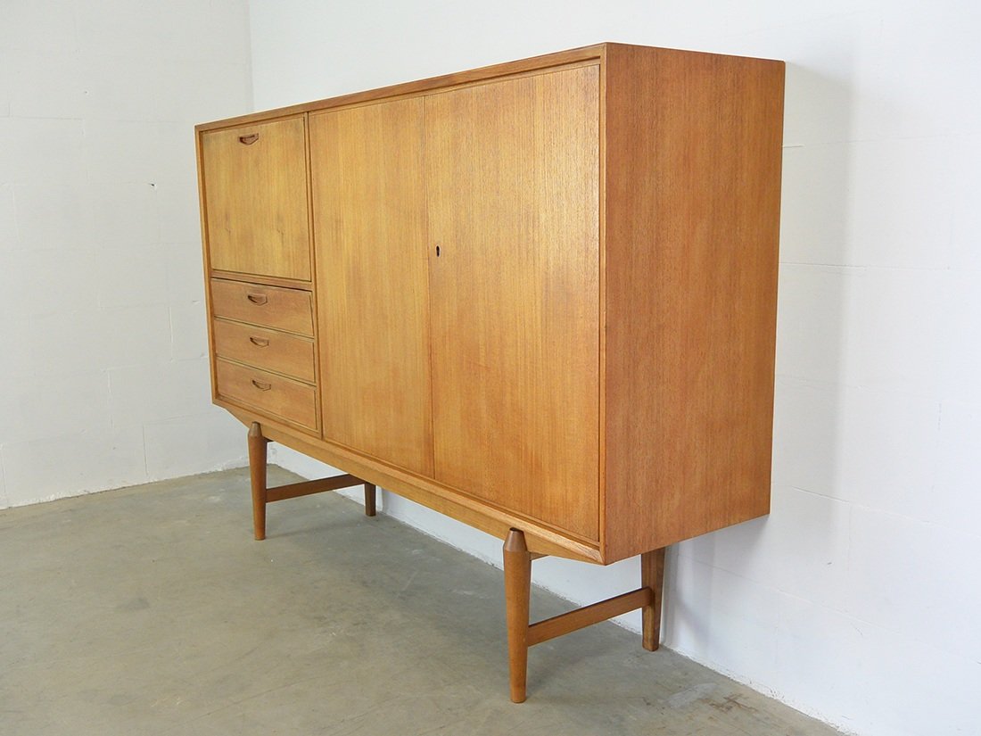 Scandinavian Modern Teak Highboard, 1960s for sale at Pamono