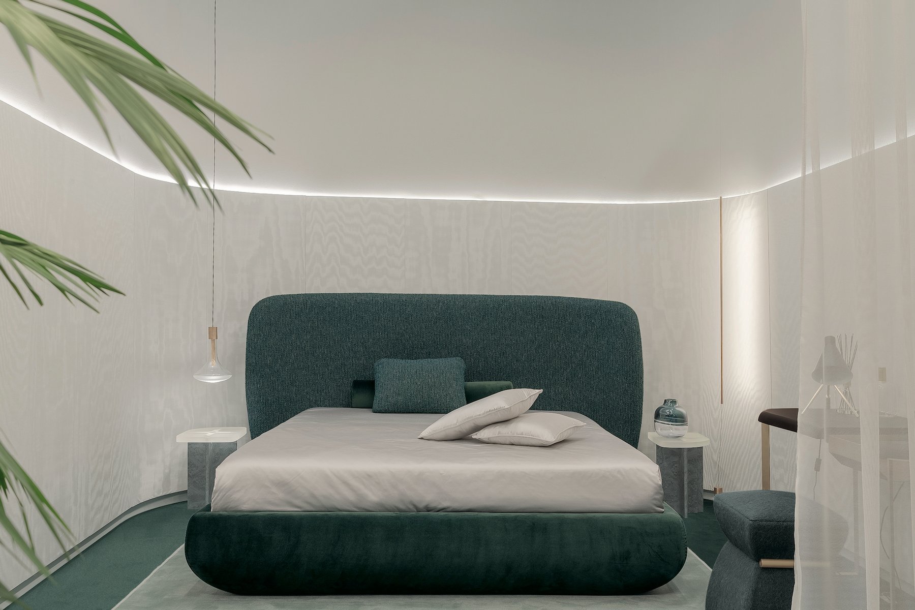 Teal Jacquard Wool & Velvet Bed by Daniel Nikolovski & Danu Chirinciuc ...