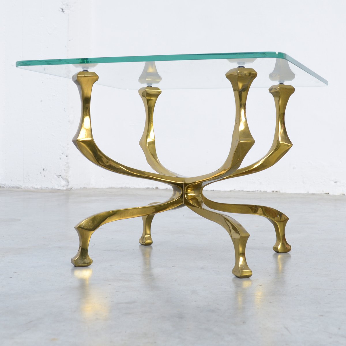 Vintage Bronze Side Table by Willy Daro for sale at Pamono
